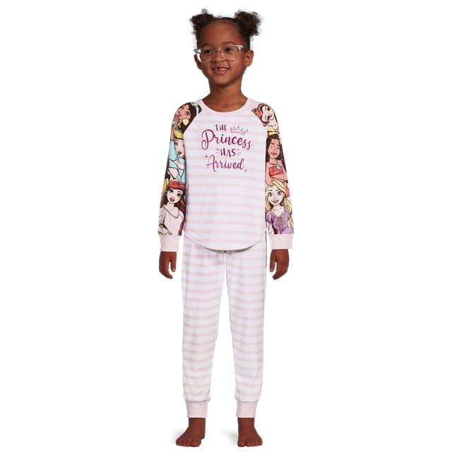 Disney Princess Girls Long Sleeve Top and Pants Velour Pajama Set, 2 ...