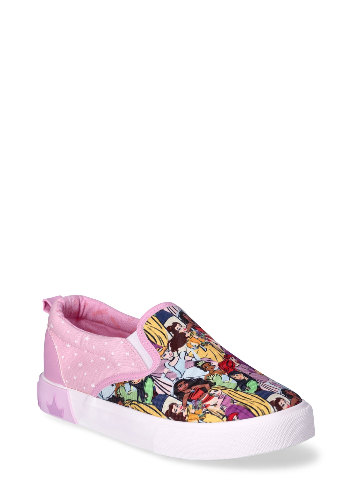 Disney Princess Girls Low Top Slip-On Canvas Sneakers with Cinderella ...