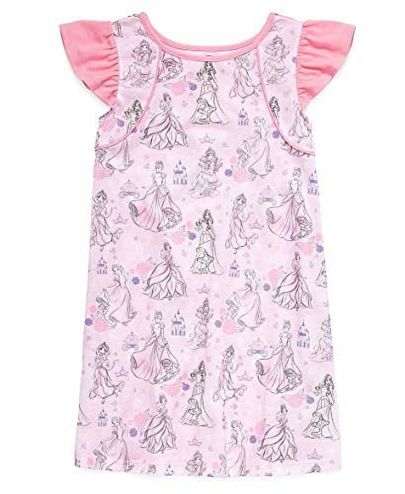 Disney Princess Girls Pink Floral Print Flutter Sleeve Nightgown (Size ...