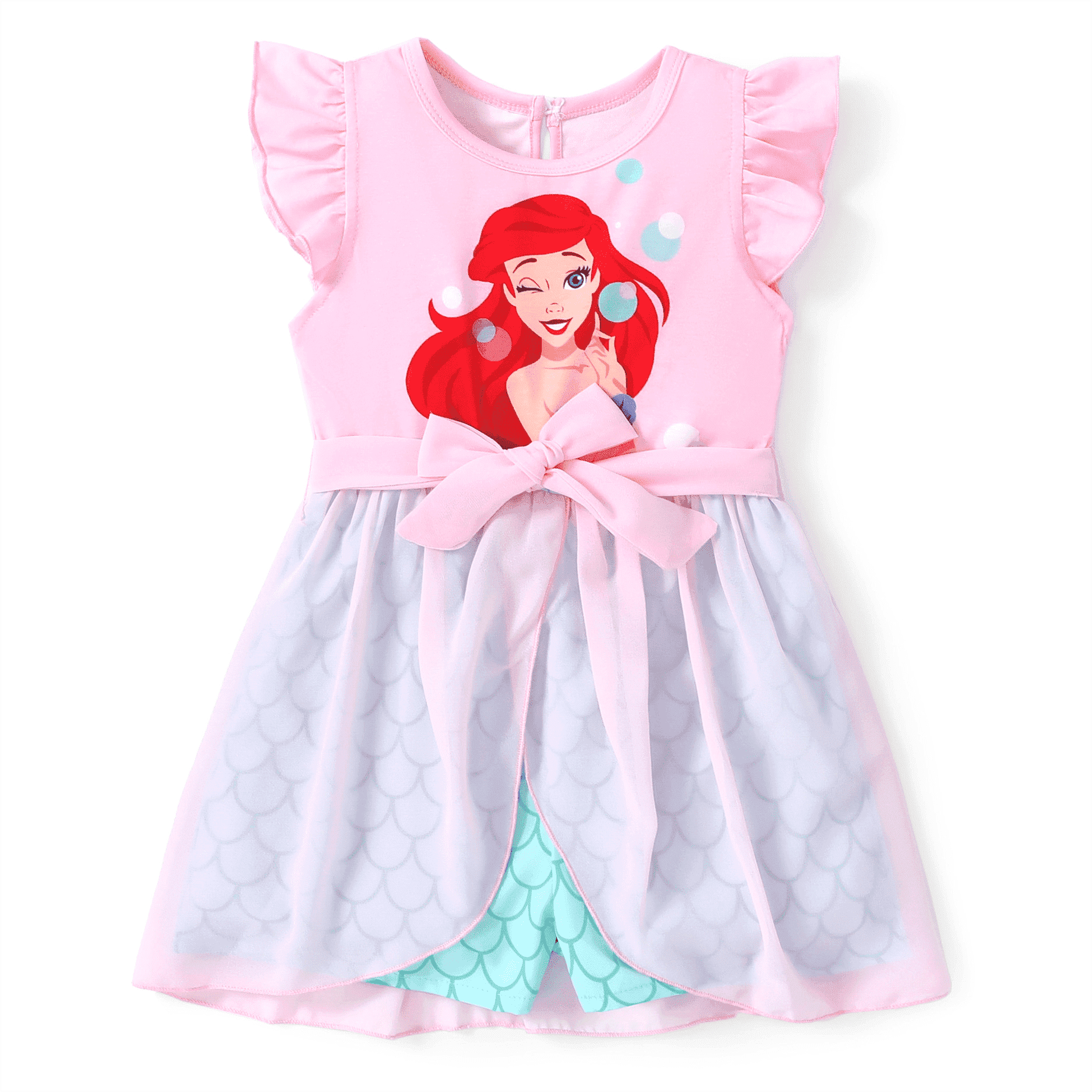 Disney Little Mermaid Toddler Outfit, Pink Ariel Jumpsuit with Tulle ...