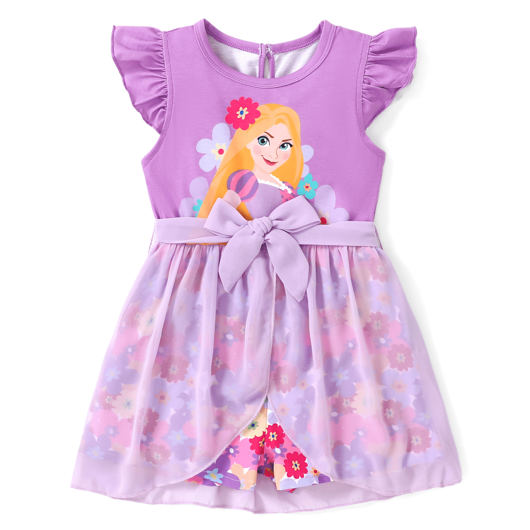 Disney Princess Girls Romper Rapunzel Graphic Jumpsuit with Tulle Skirt ...