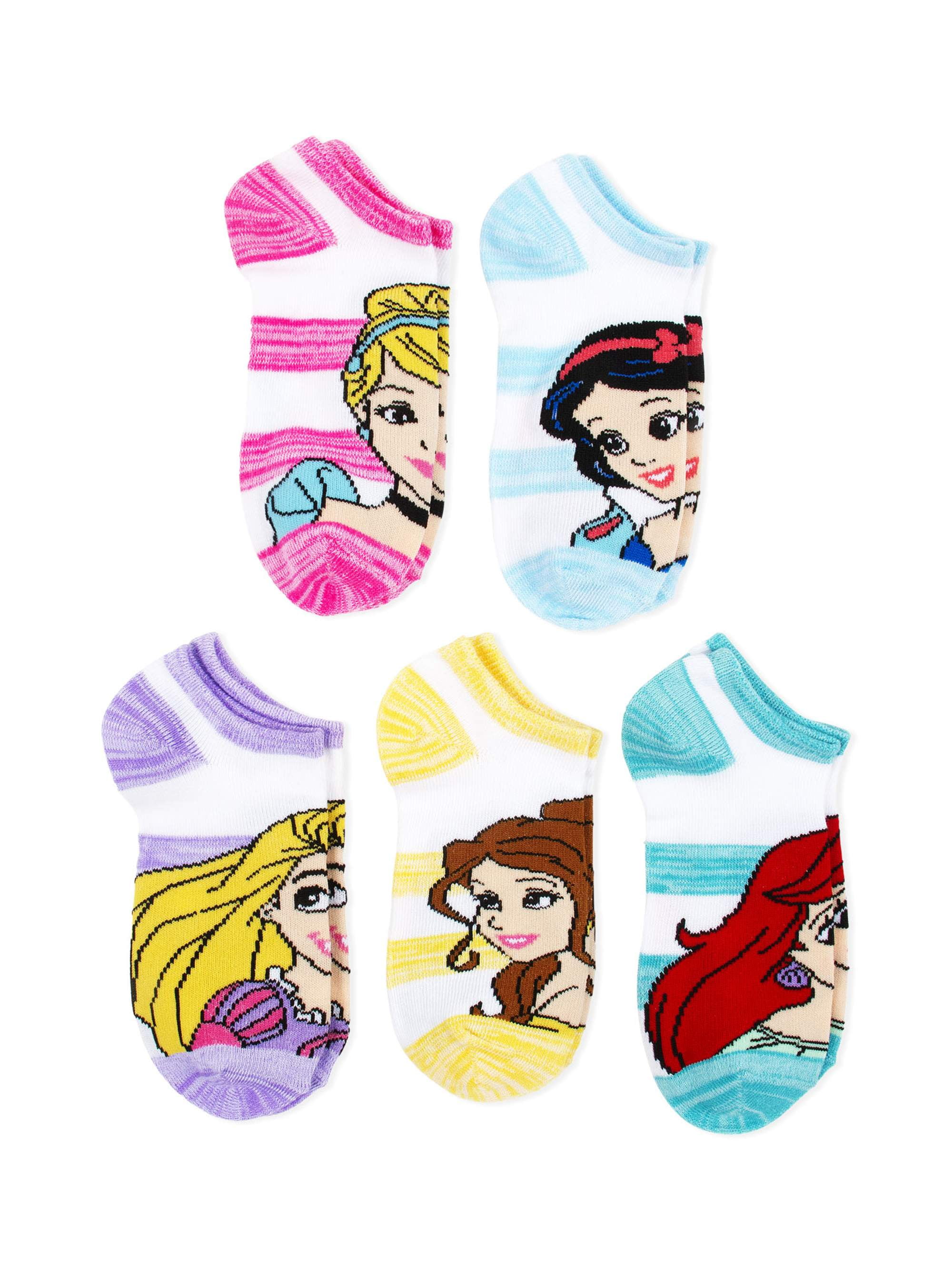 Disney Princess Girls Socks, 5 Pack No Show Socks (Little Girls & Big ...