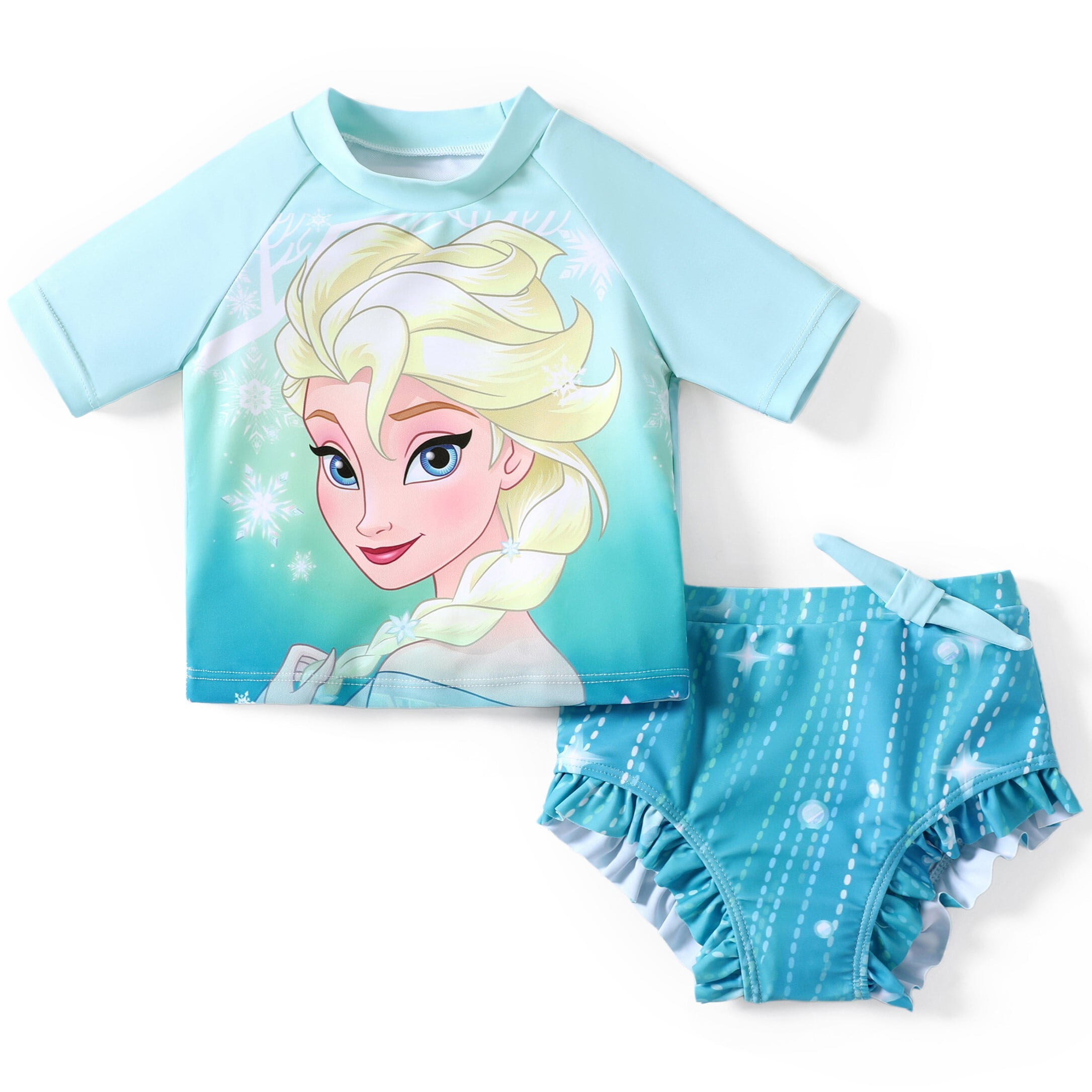 Disney Princess Elsa 2-Piece Swimsuit Set: Rash Guard & Bikini Bottom ...
