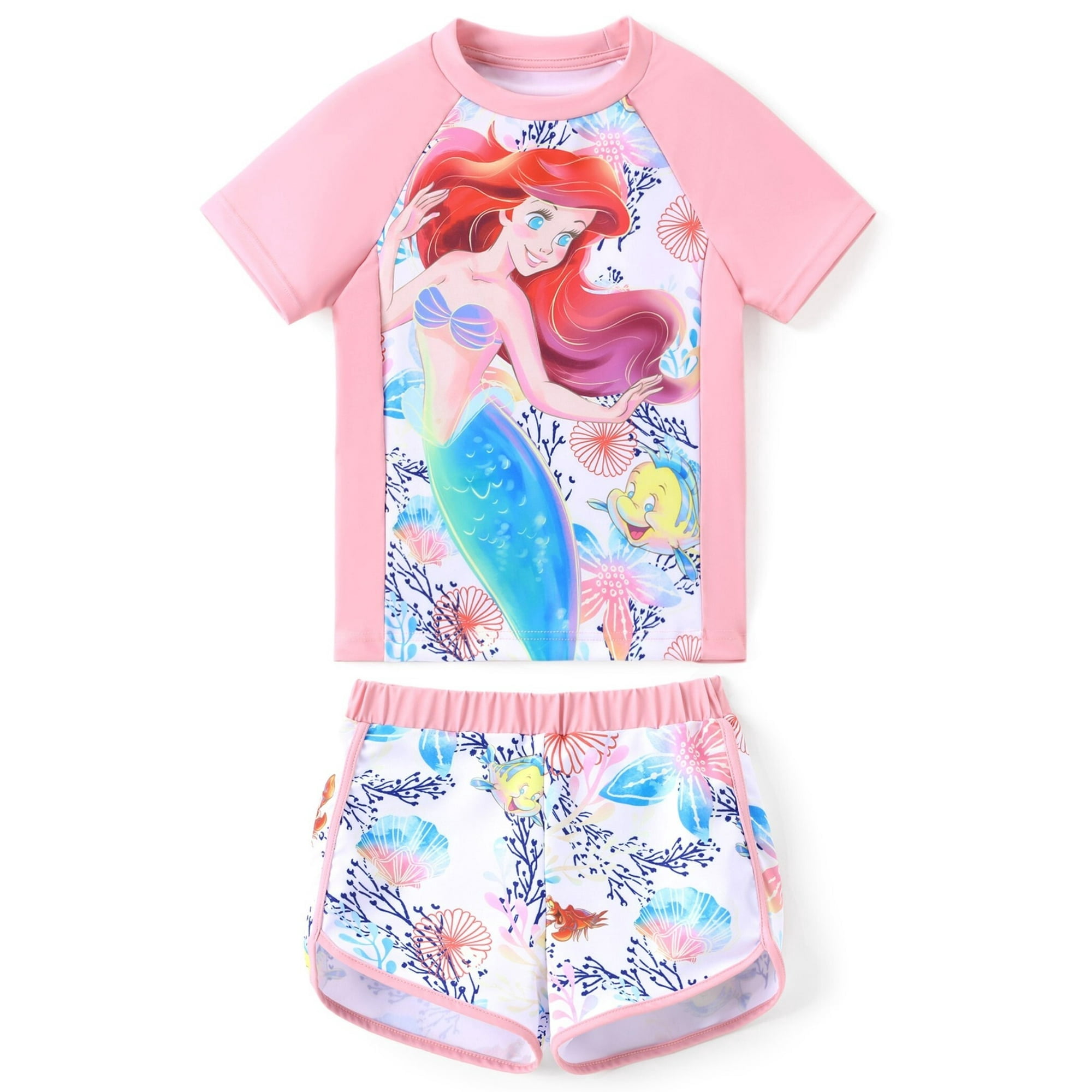 Disney Princess Girls Swimsuit Set, Ariel Graphic Tankini Rash Guard ...