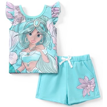 Disney Princess Girls Short Sets Shirt and Shorts Set Girl Outfits for ...