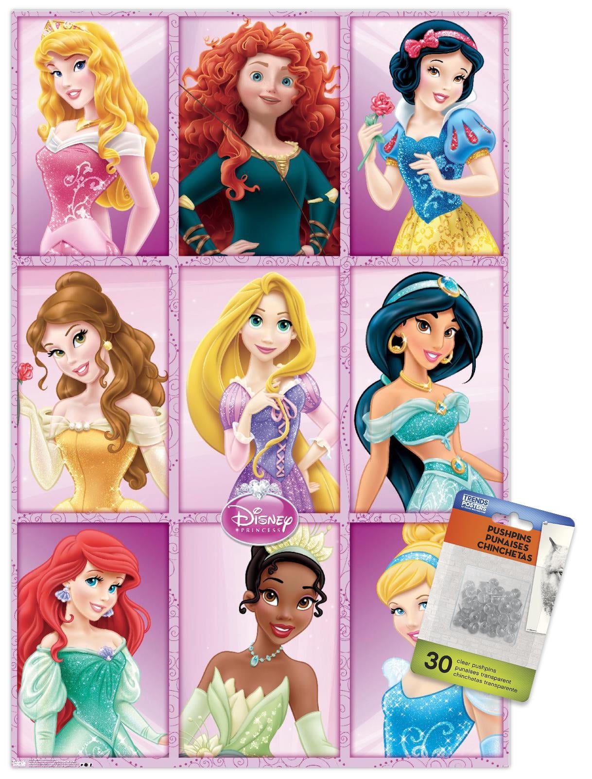 Disney Princess - Grid Wall Poster with Push Pins, 14.725" x 22.375 ...