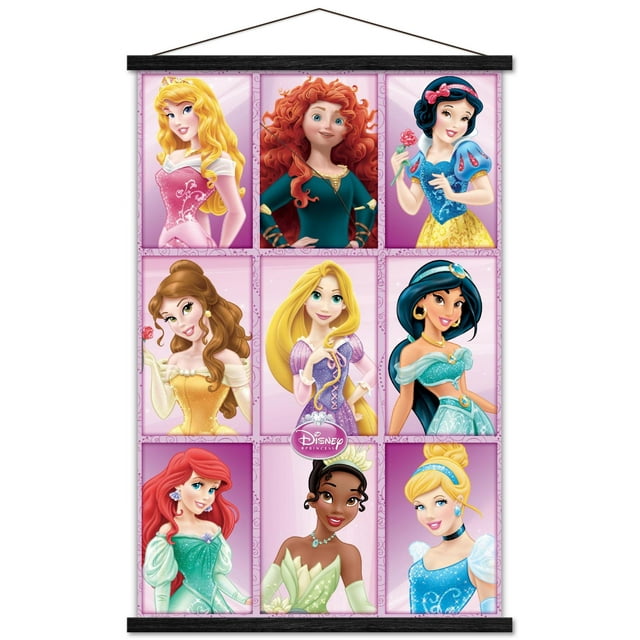 Disney Princess - Grid Wall Poster with Wooden Magnetic Frame, 22.375 ...