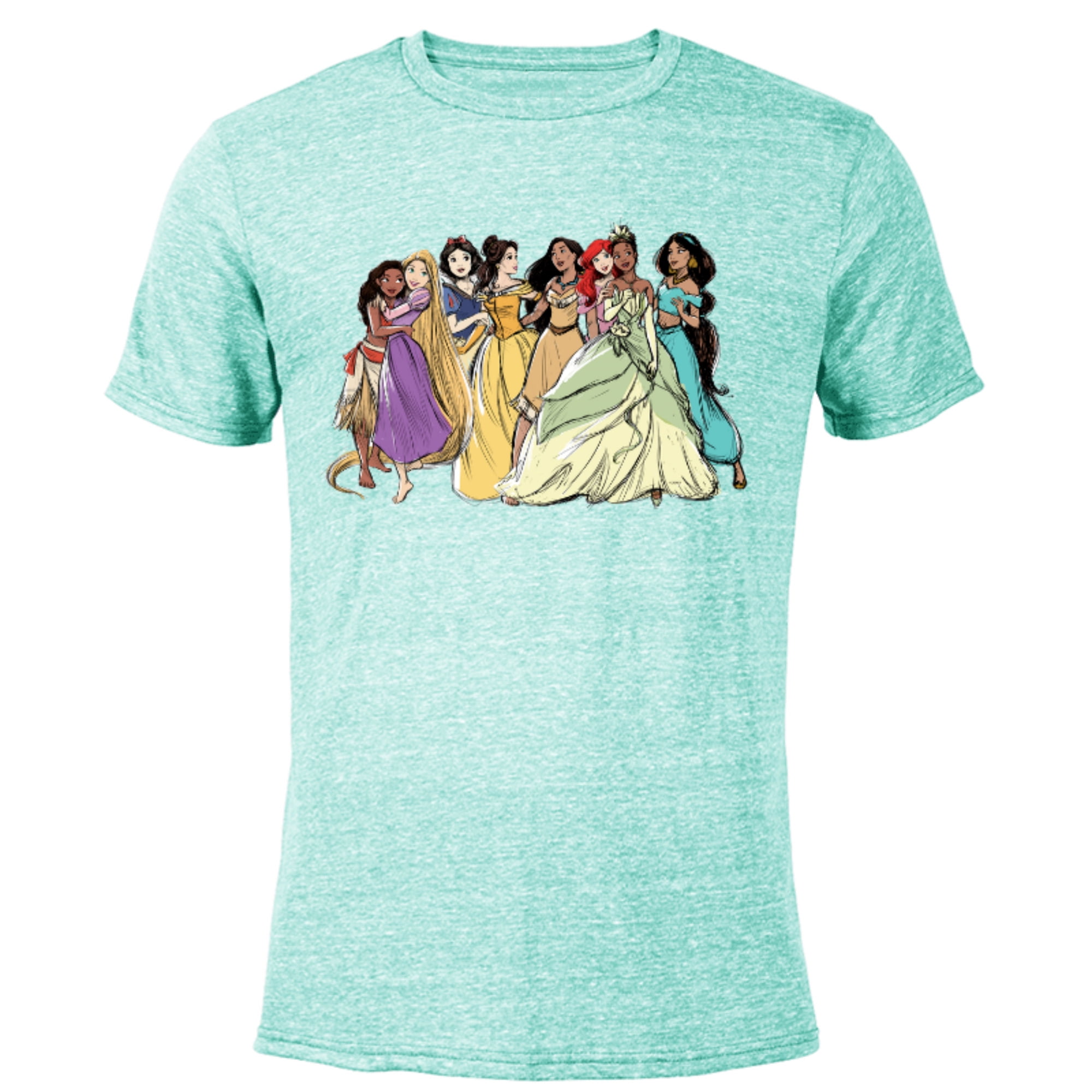 Disney Princess Group Pencil Sketch - Short Sleeve Blended T-Shirt for ...