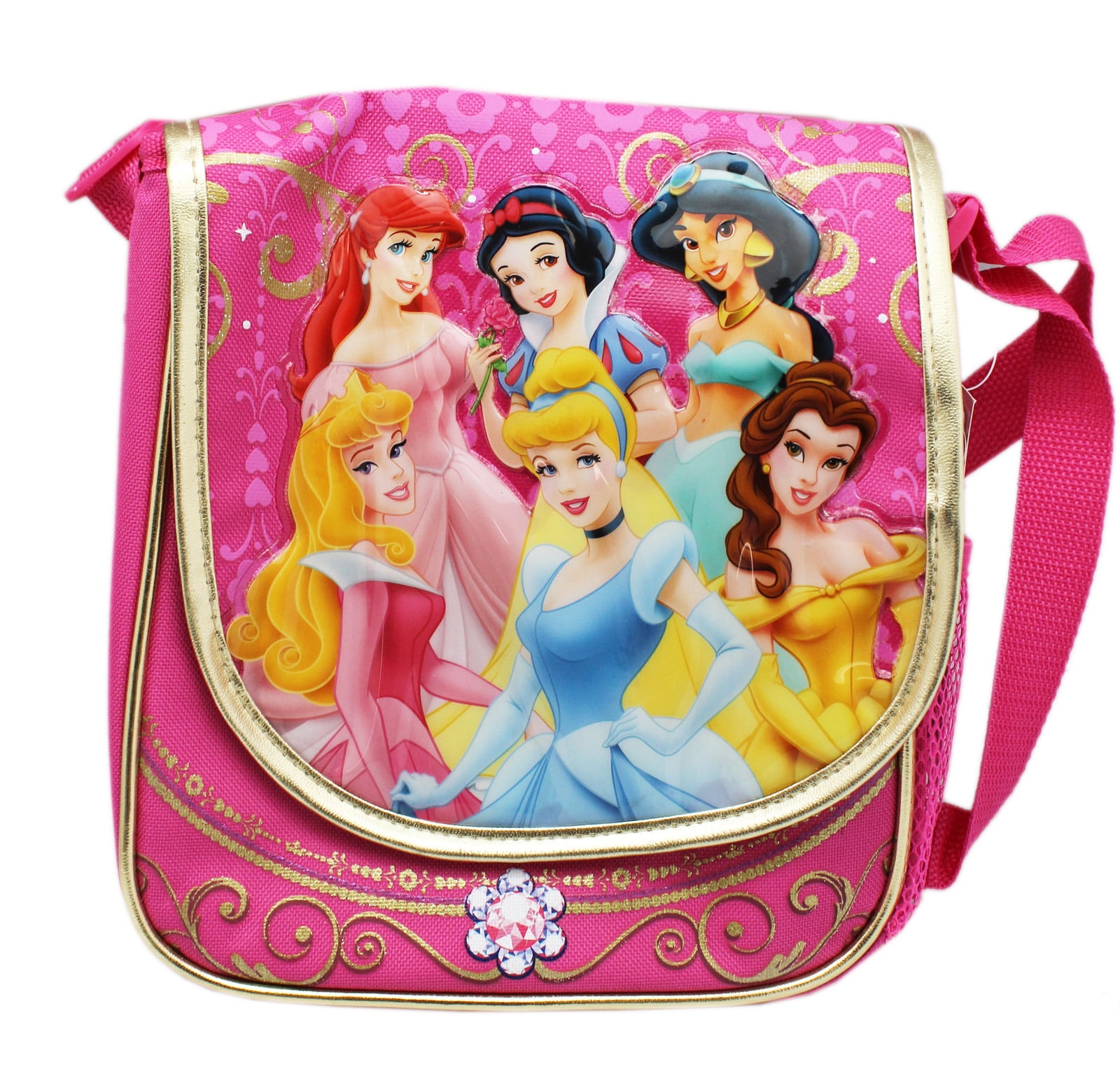 Disney Princess Group Portrait Pink Colored Knapsack Style Lunch Bag ...