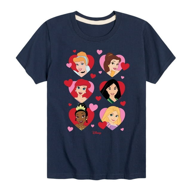 Disney - Princess Heart Grid - Toddler And Youth Short Sleeve Graphic T ...