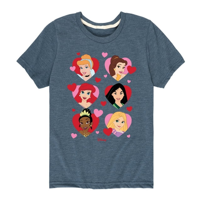 Disney - Princess Heart Grid - Toddler And Youth Short Sleeve Graphic T ...