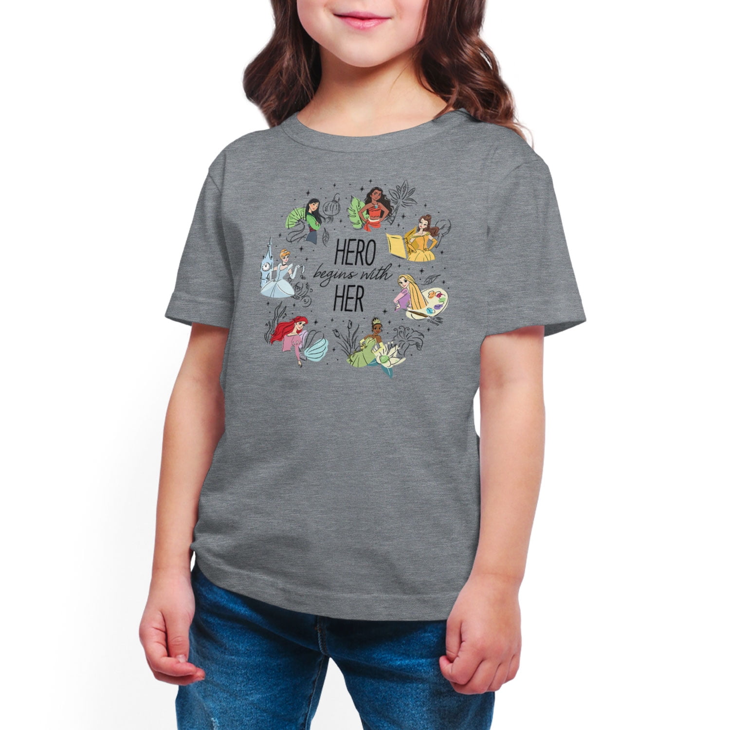 Disney Princess - Hero Begins With Her - Toddler And Youth Short Sleeve ...