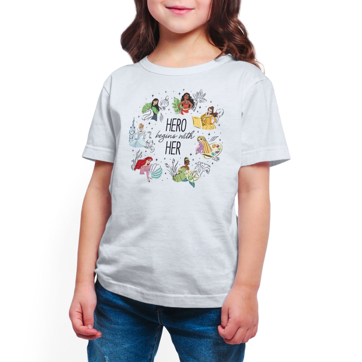 Disney Princess - Hero Begins With Her - Toddler And Youth Short Sleeve ...