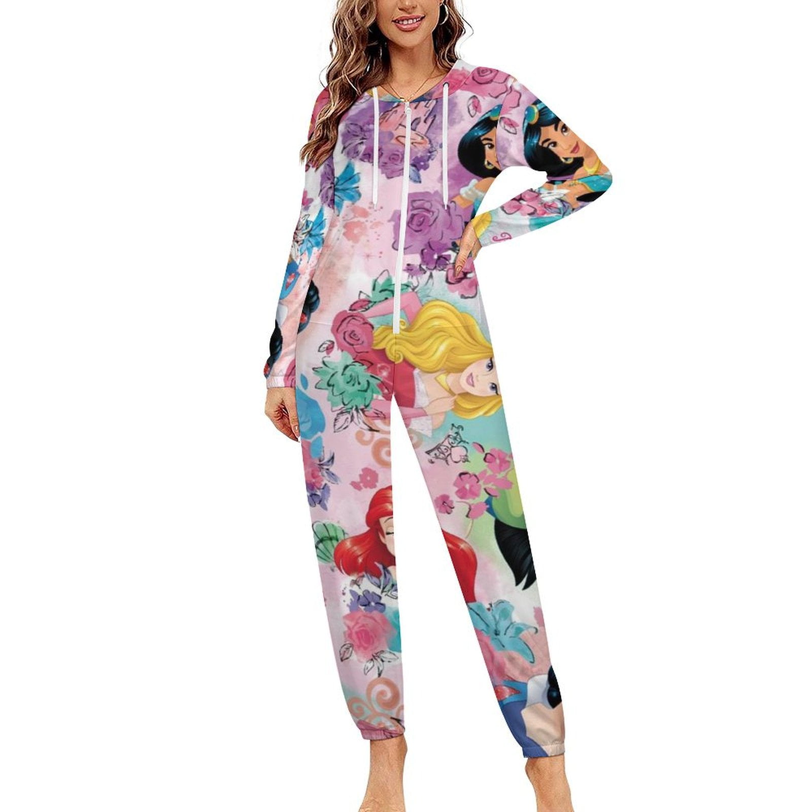 Disney Princess Hood zipper one-piece pajamas for women L - Walmart.com