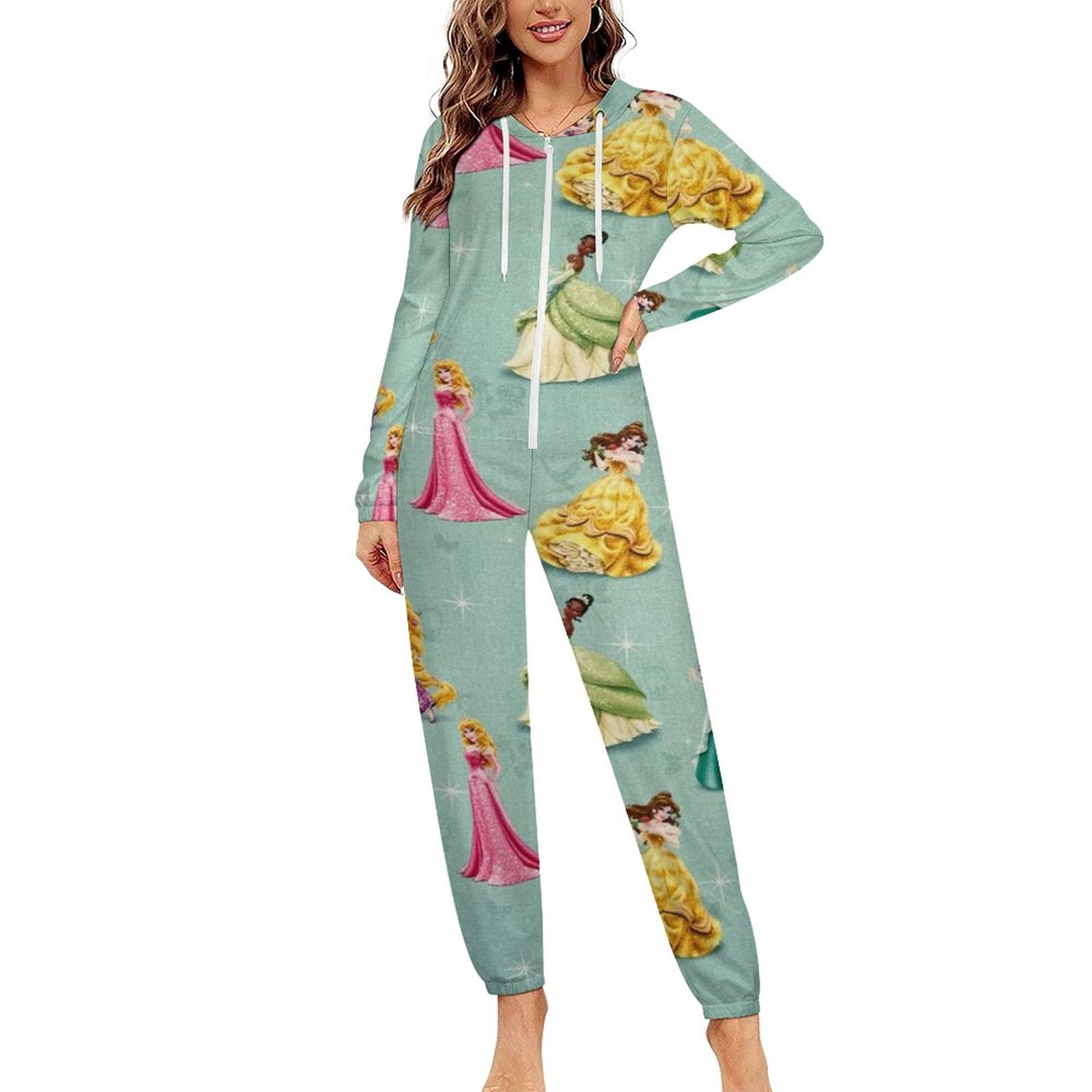 Disney Princess Hood zipper one-piece pajamas for women M - Walmart.com