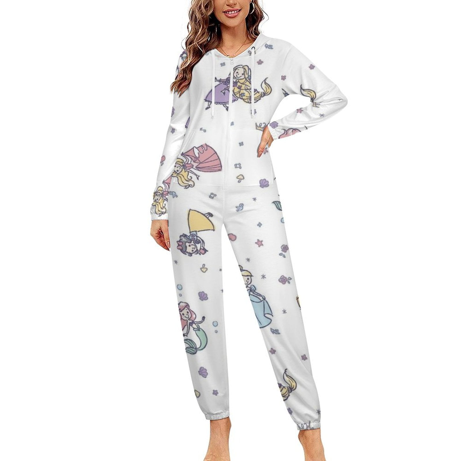 Disney Princess Hood zipper one-piece pajamas for women M - Walmart.com