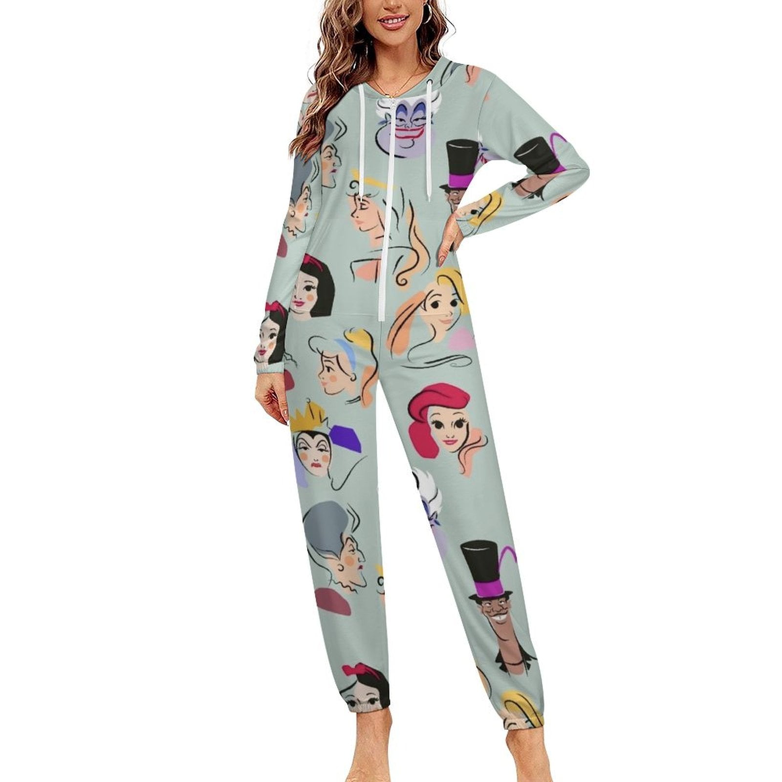 Disney Princess Hood zipper one-piece pajamas for women M - Walmart.com