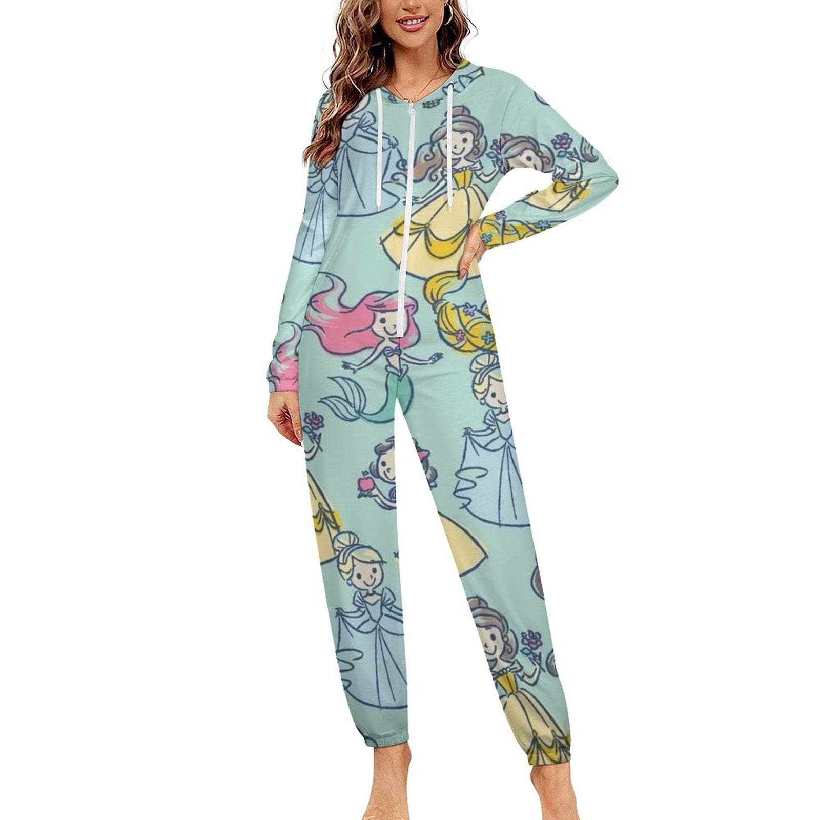 Disney Princess Hood zipper one-piece pajamas for women S - Walmart.com