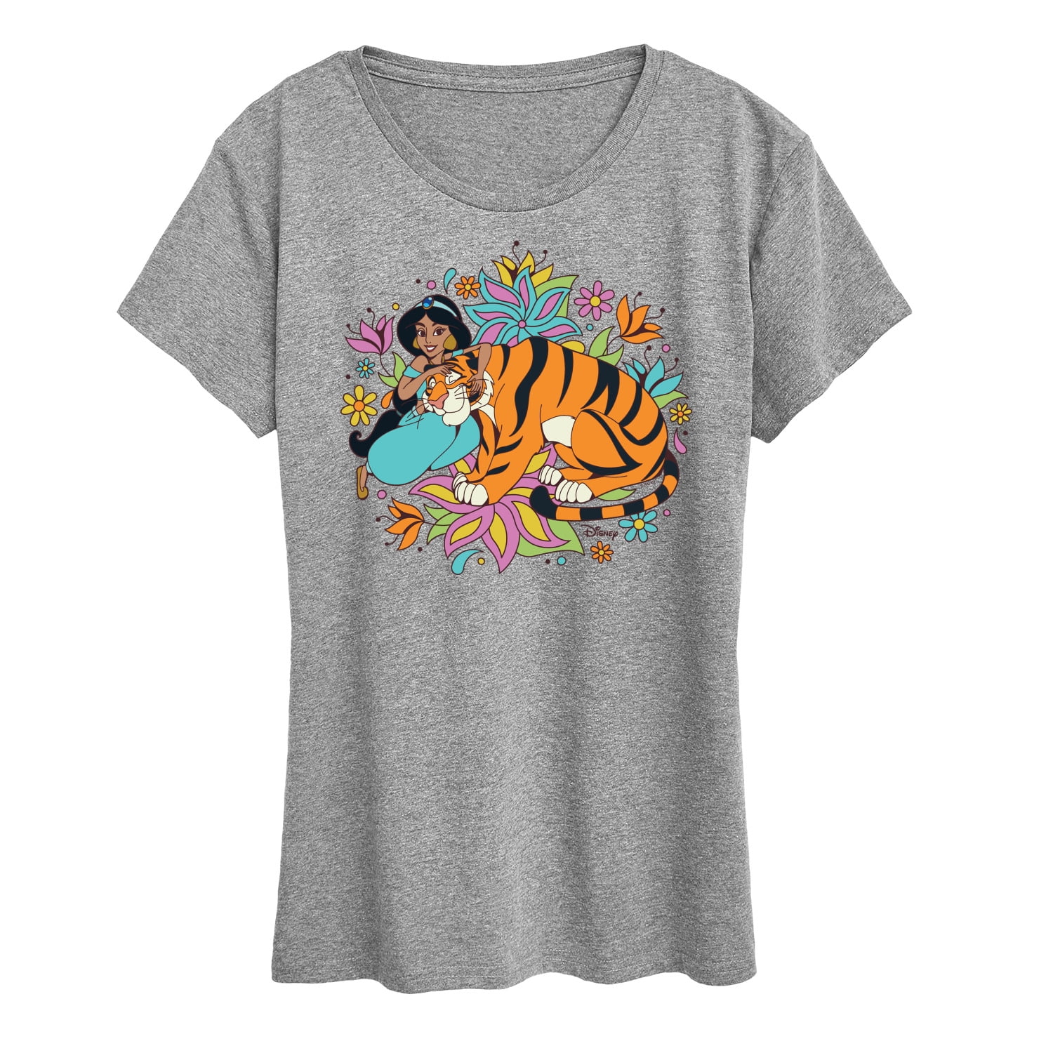 Disney Princess - Jasmine And Rajah Flowers- Women's Short Sleeve ...