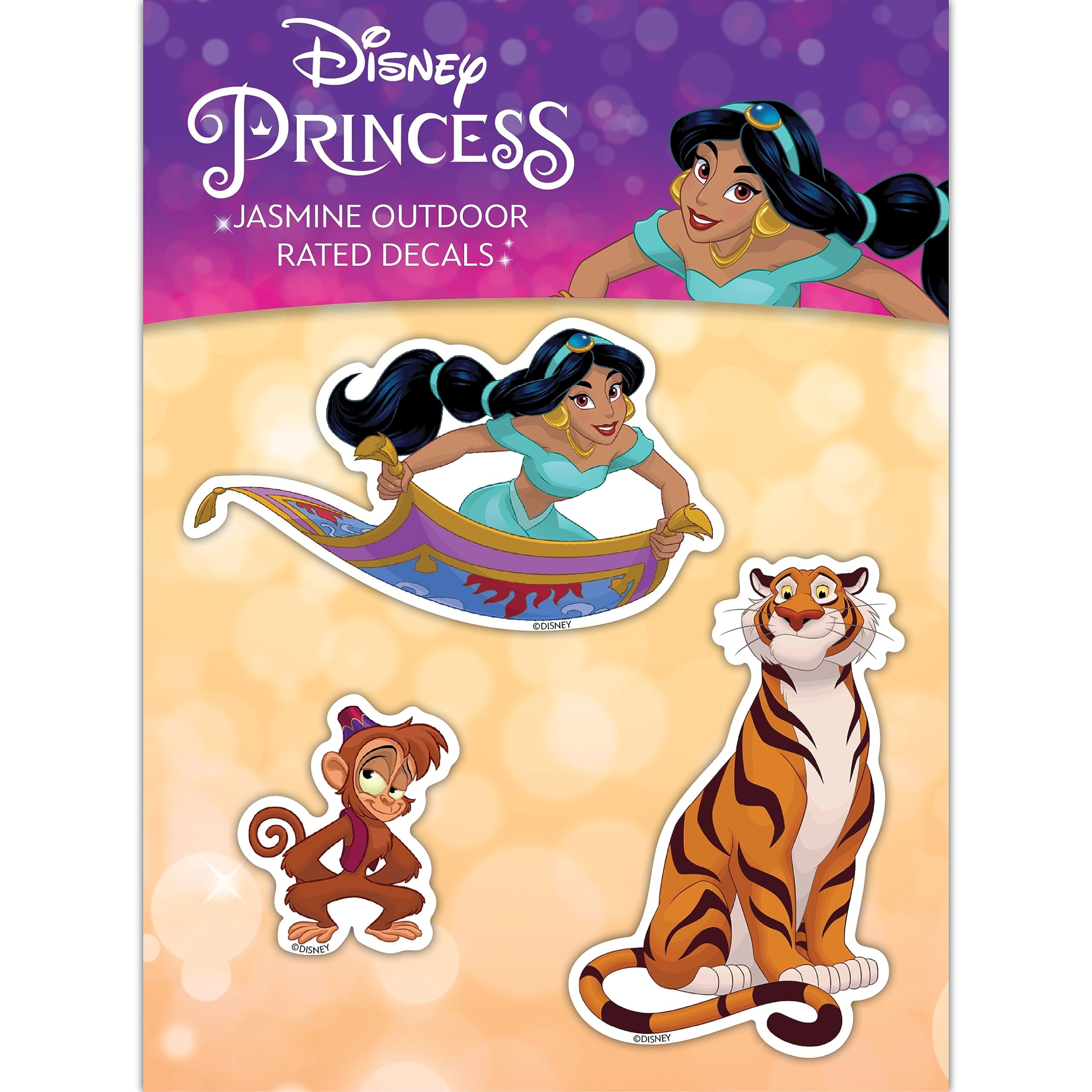 Disney Princess Jasmine Decals - Set of 3 Vinyl Stickers for Car Water ...