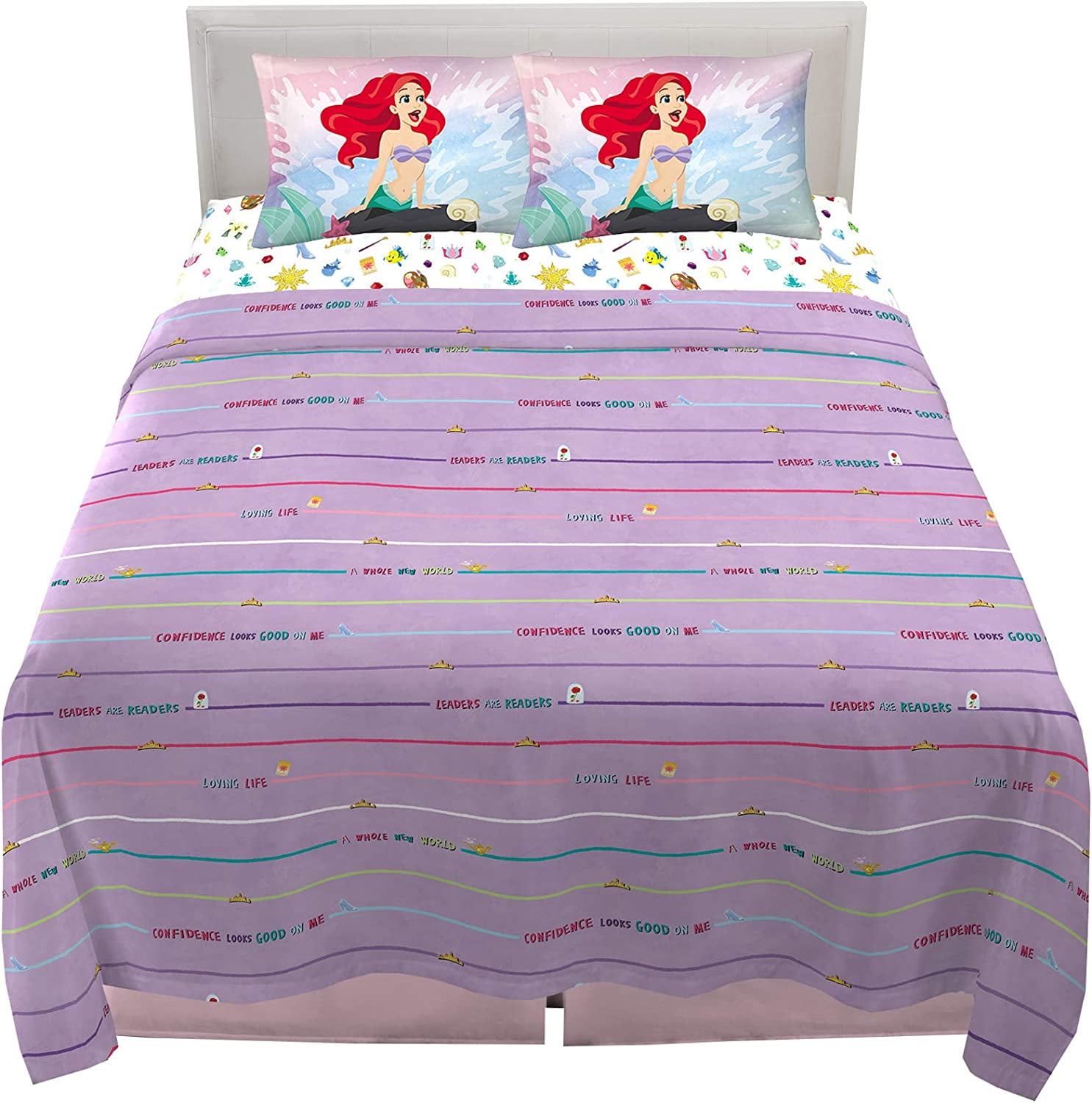 Disney Princess Kids Bedding Super Soft Microfiber Sheet Set, Full ...
