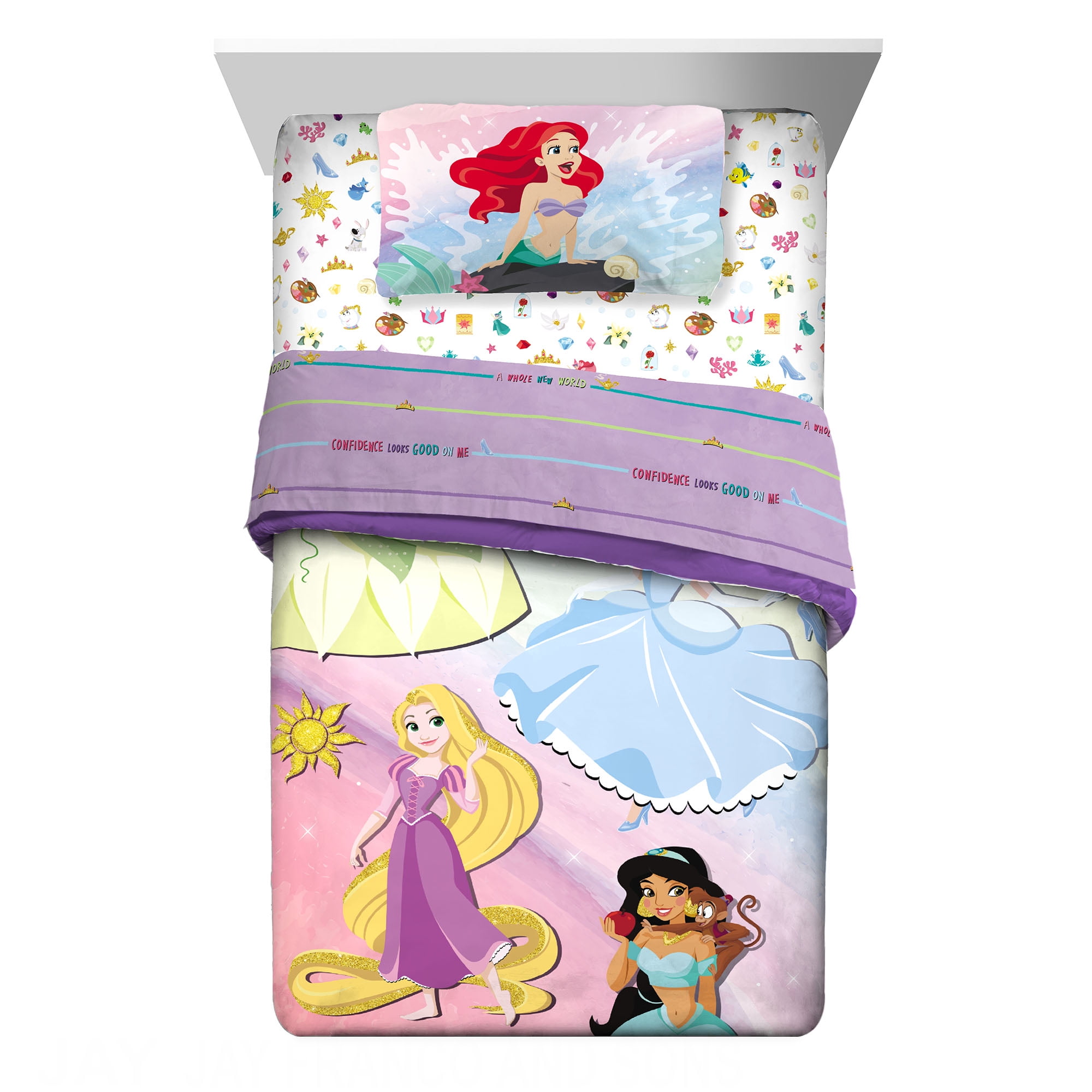 Disney Princess Kids Twin Bed in a Bag, Comforter and Sheets, Pink and ...