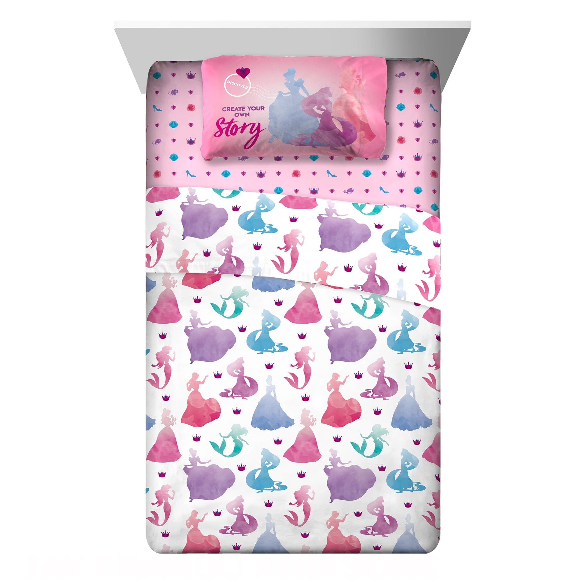 Disney Princess Kids Twin Sheet Set, Pink and Purple - Walmart.com