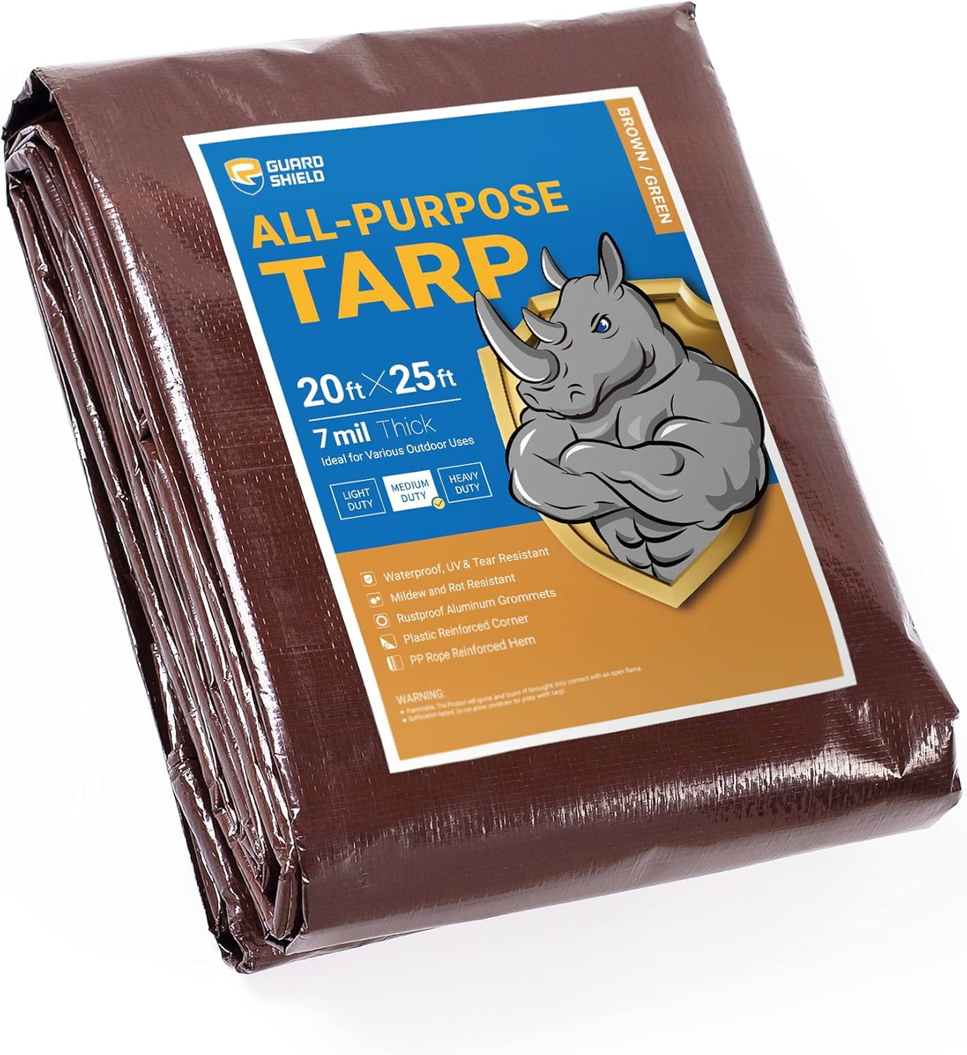 Brown/Green Tarp 20x25 Feet Medium Duty Outdoor Waterproof Multi ...