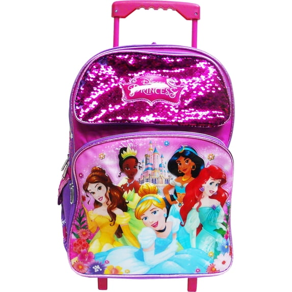 "Disney Princess Large 16"" Rolling School Backpack, Girl's Book Bag ...