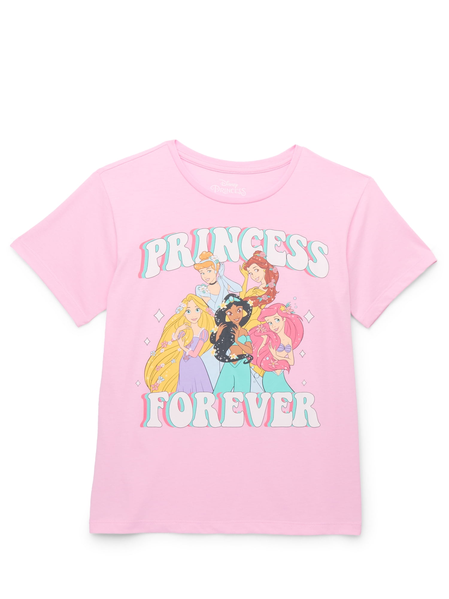 Disney Princess Girls Short Sleeve Graphic T-Shirt, Sizes 4-16 ...