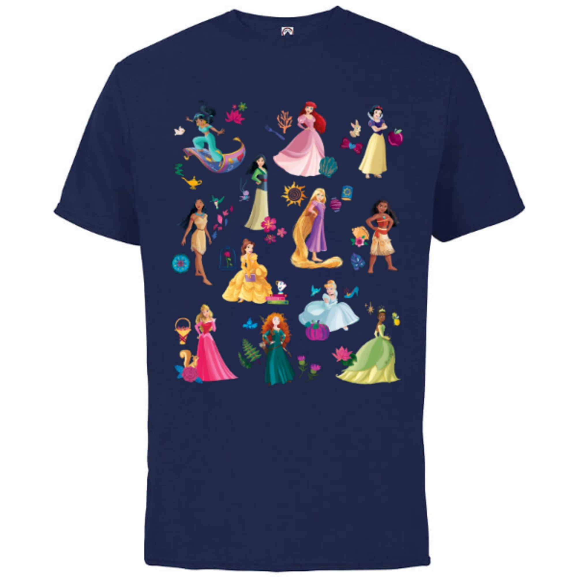 Disney Princess Magical Print Short Sleeve Cotton T Shirt For Adults
