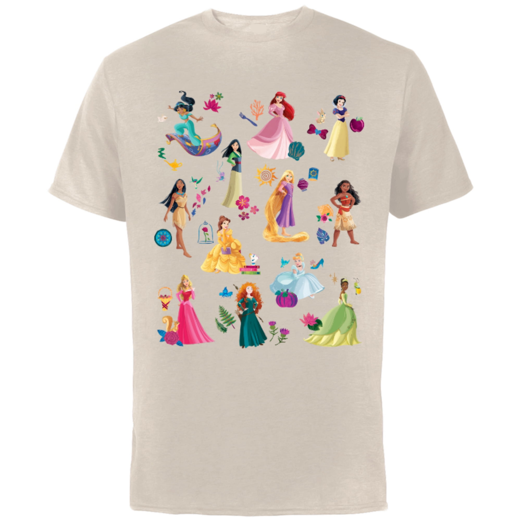 Disney Princess Magical Print - Short Sleeve Cotton T-Shirt for Adults ...