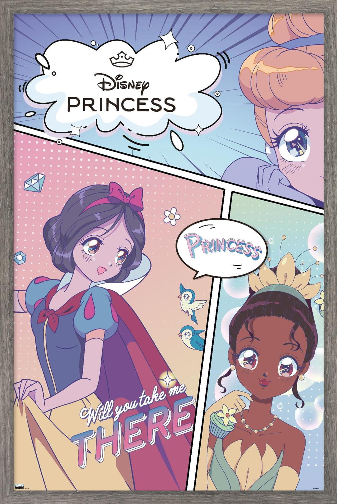 Disney Princess: Manga - Faces Wall Poster, 22.375" x 34" Framed ...