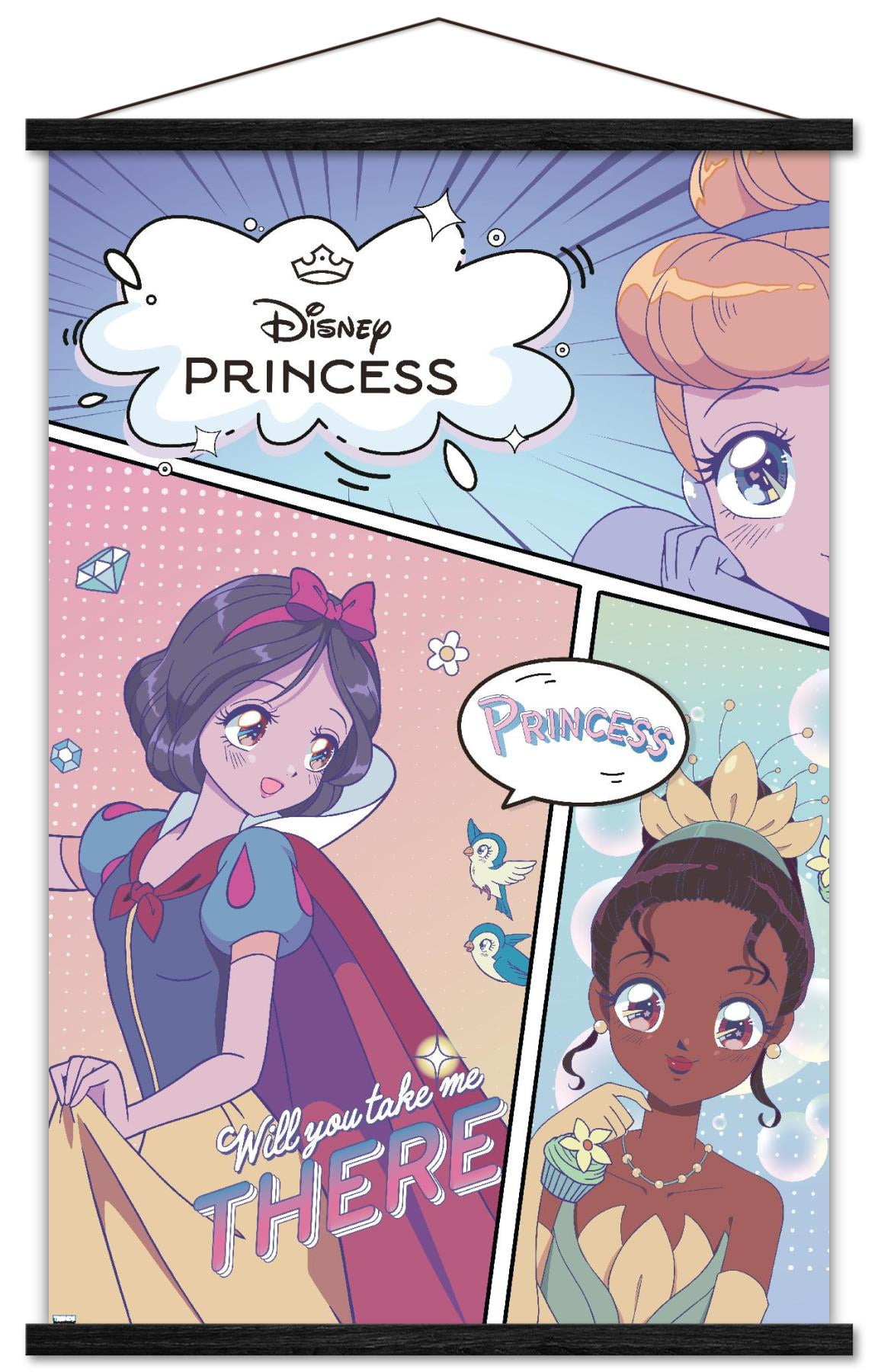 Disney Princess: Manga - Faces Wall Poster with Magnetic Frame, 22.375 ...