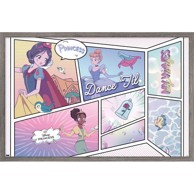 Disney Princess: Manga - Panels Wall Poster, 14.725" x 22.375" Framed ...