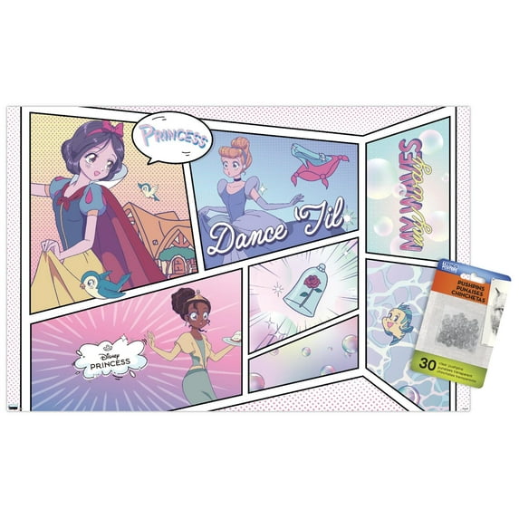 Disney Princess: Manga - Panels Wall Poster with Push Pins, 14.725" x ...