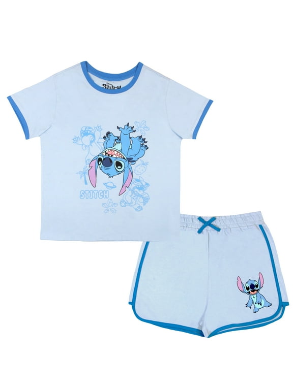 Disney Girls Lilo & Stitch Girls French Terry Tee & Short Set - Girls 4 ...