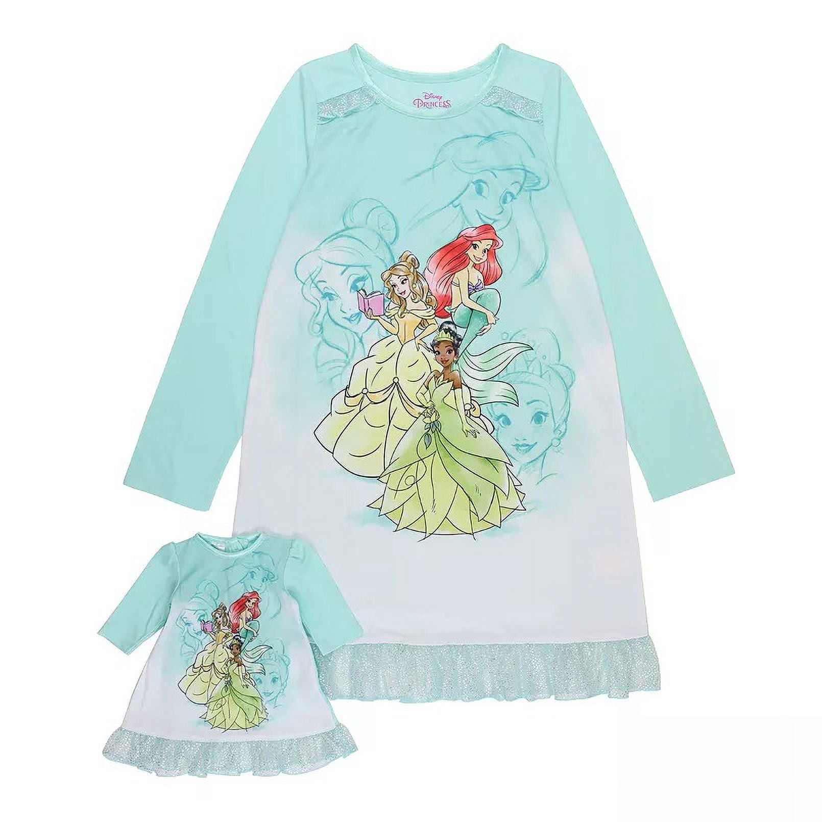 Disney Princess Mint Green Silky Nightgown and Doll Gown Set, Size 6 ...