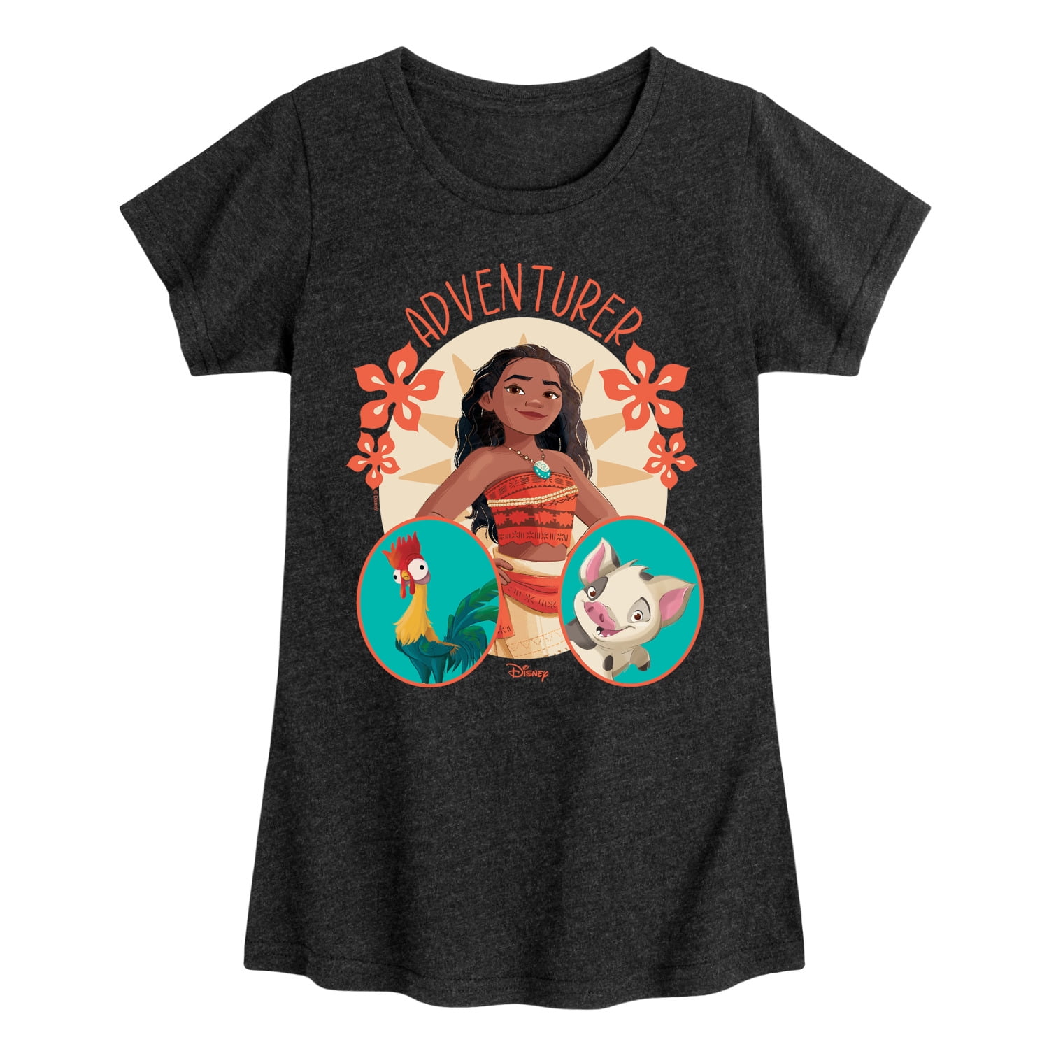 Disney Princess - Moana Adventurer - Girls Fitted Short Sleeve T-Shirt ...