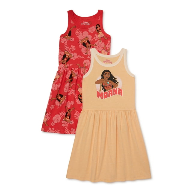 Disney Princess Moana Girls Tank Dress, 2-Pack, Sizes 4-16 - Walmart.com