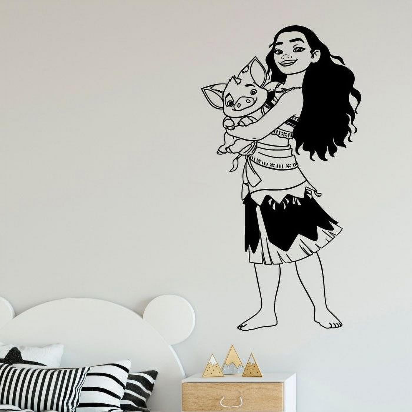 Disney Princess Moana And Pua The Pig Vinyl Wall Art Sticker Decal ...