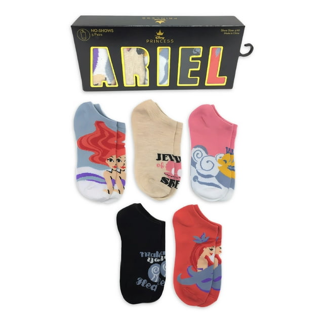 Disney Princess, No-Show Socks Box Set, 5-Pack, Size 4-10 (Women's ...