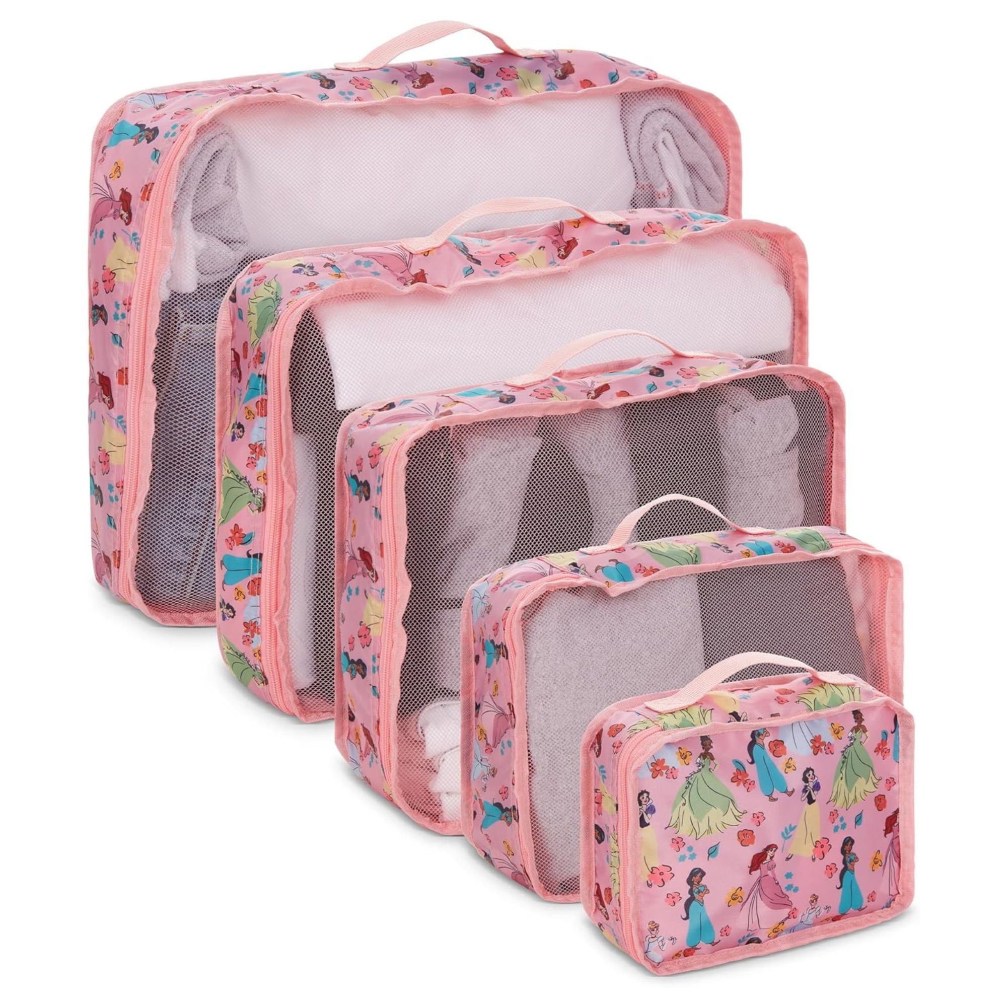 Disney Princess Packing Cubes, 5 Piece Organizer Set Travel Essentials ...
