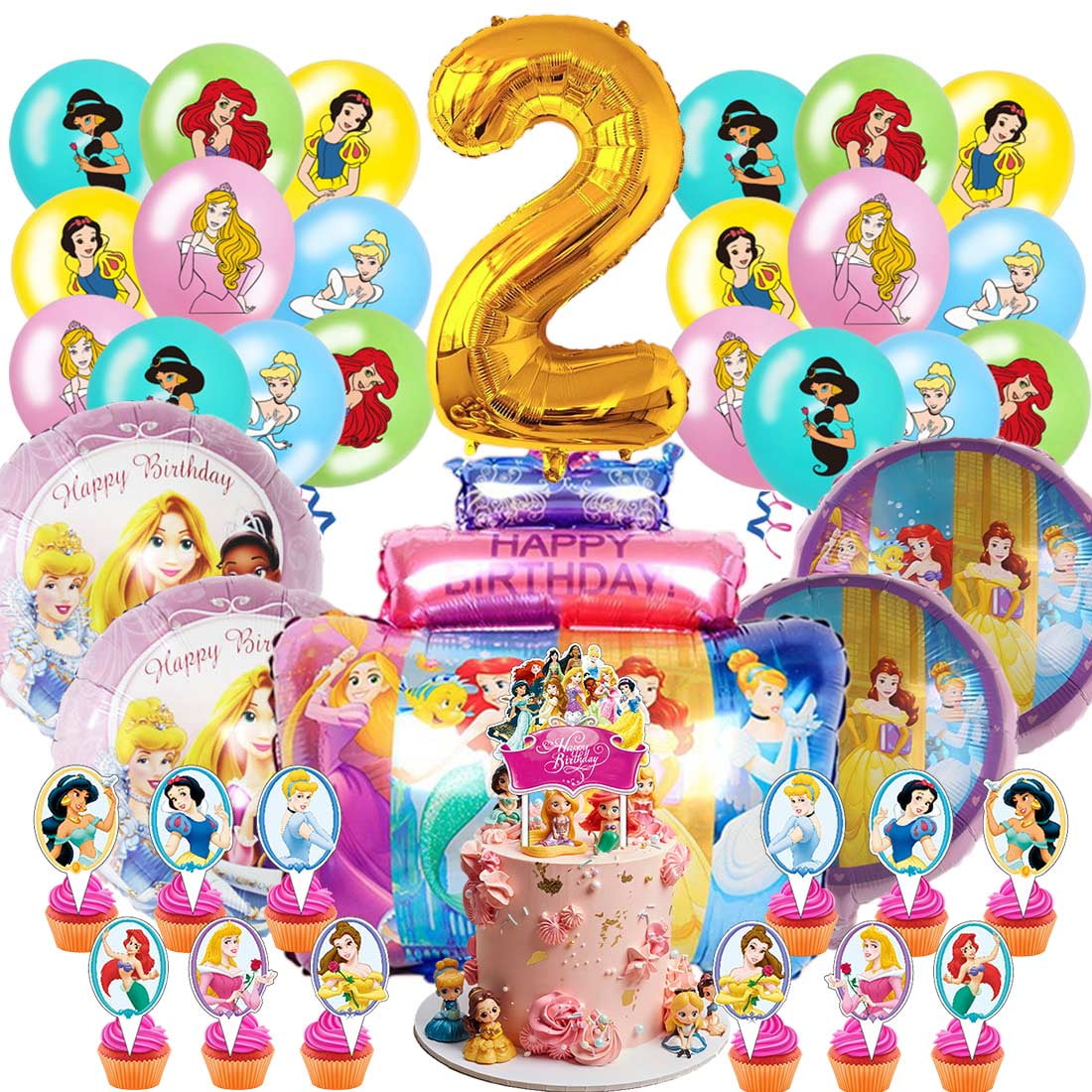 Disney Princess Party Supplies 2nd Decor Kit Balloons Birthday Cake ...