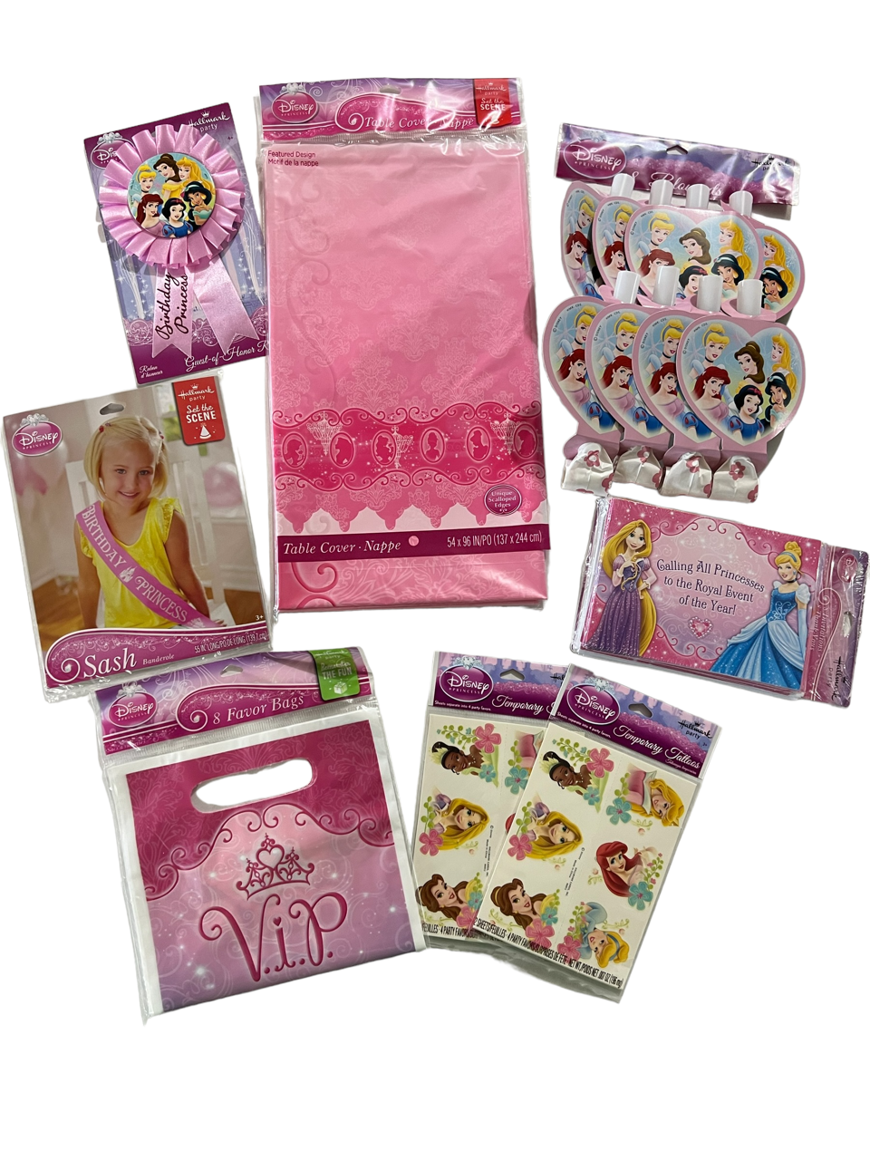 Disney Princess Party Supply Kit for up to 8 guests with Invites/Thank ...
