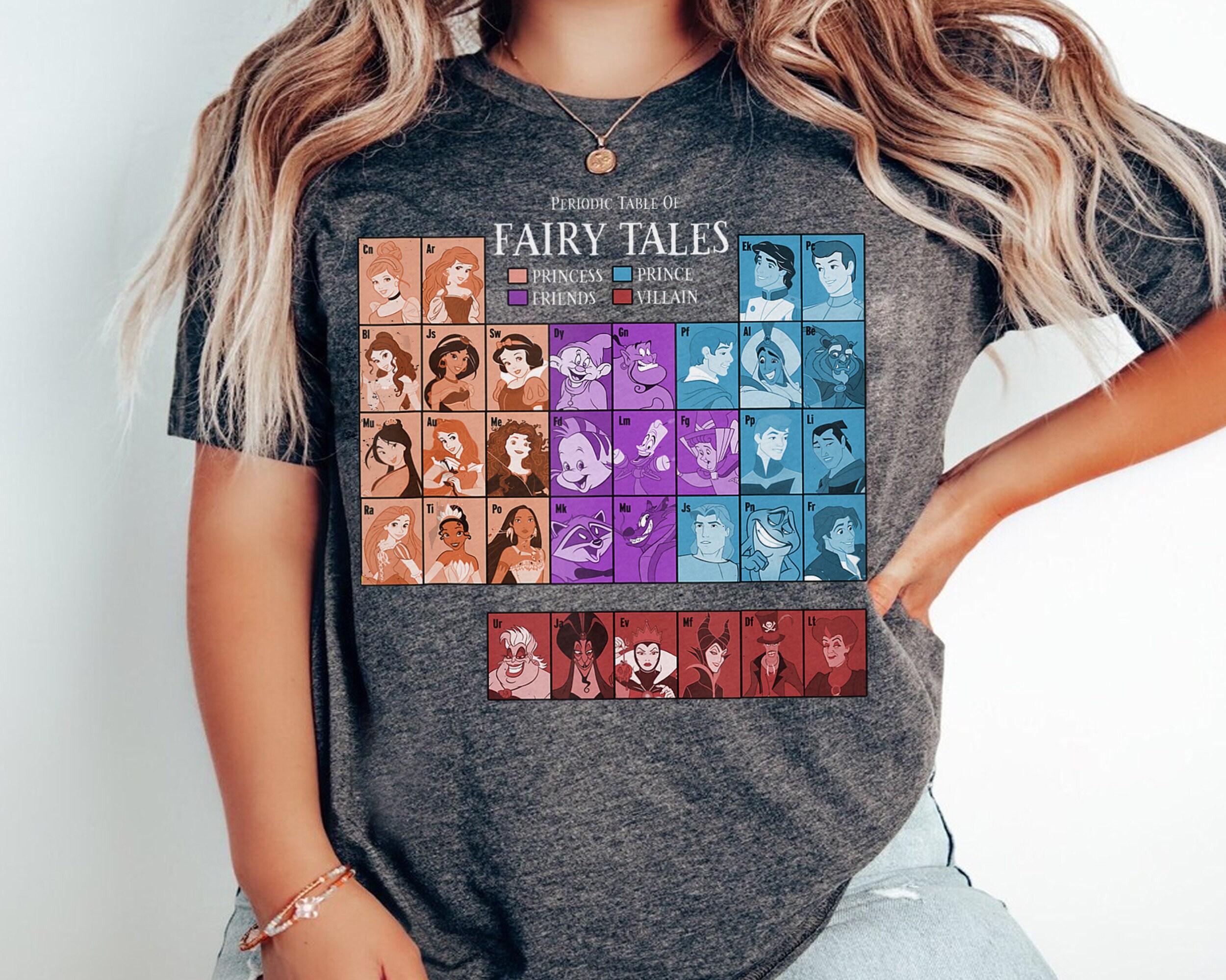 Disney Princess Periodic Table Of Fairy Tales T-Shirt, Disney Villains ...