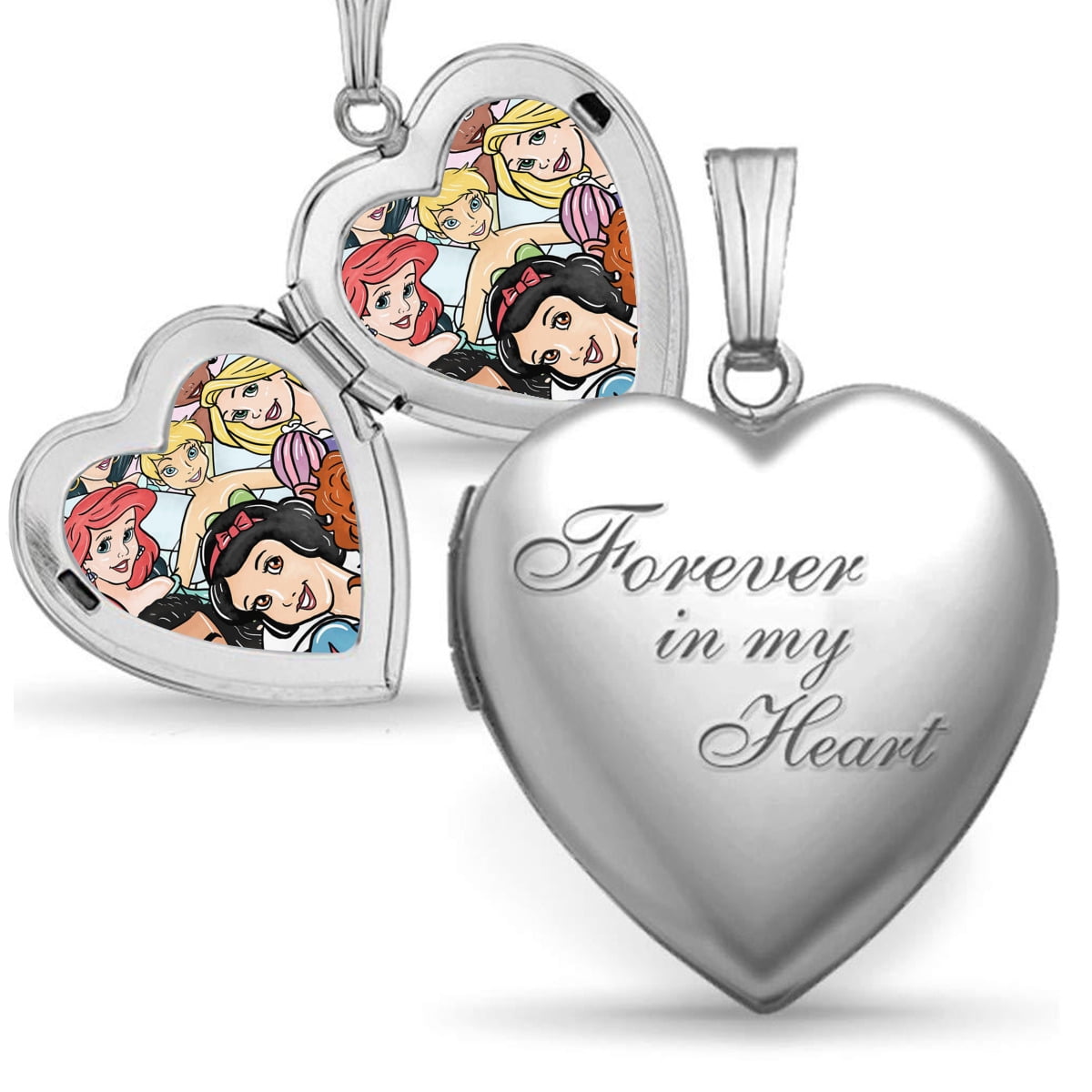 Disney Princess Personalized Heart Locket Necklace - Engraved Picture ...