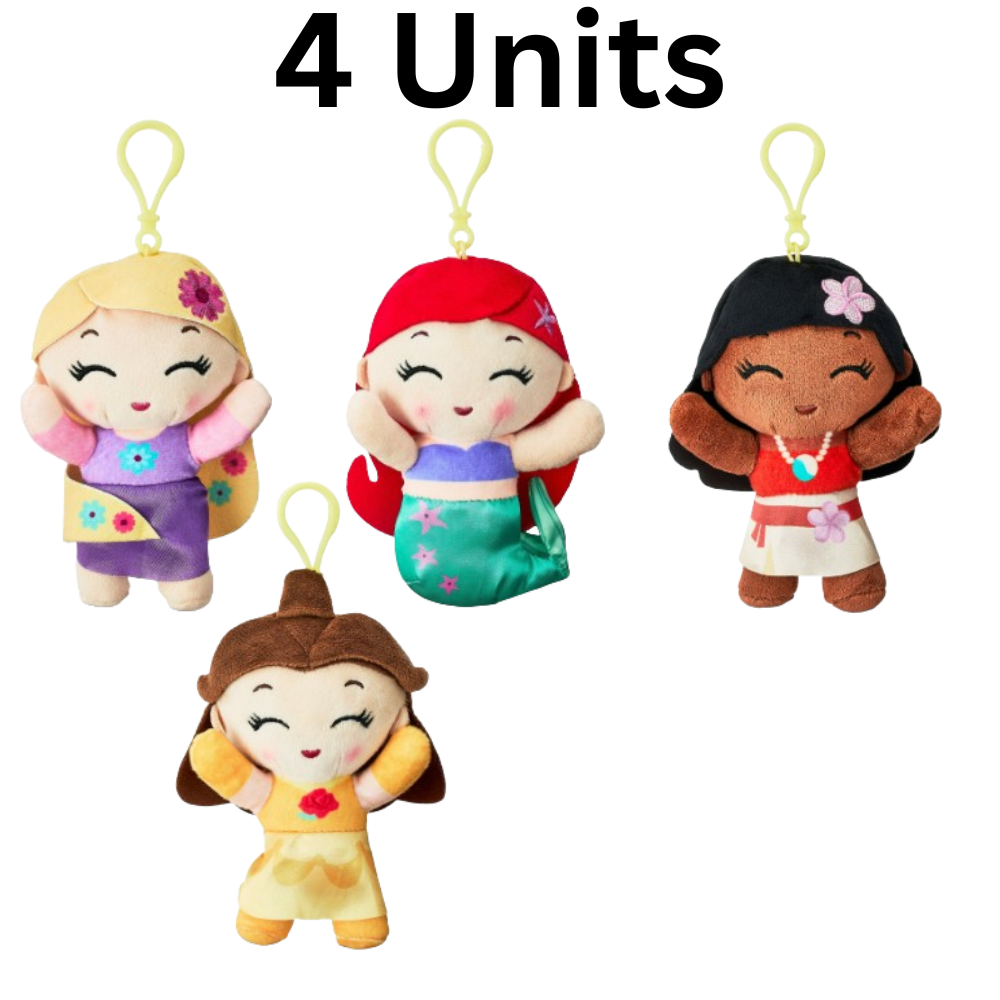 Disney Princess Plush Clip Keychains Rapunzel, Ariel, Moana & Belle ...
