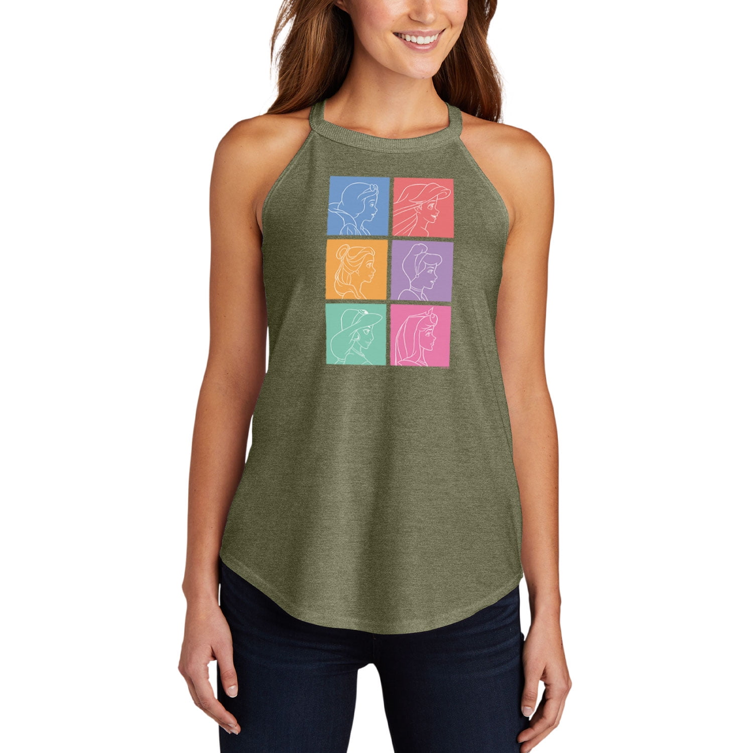 Disney Princess - Princess Grid - Juniors High Neck Tank Top - Walmart.com