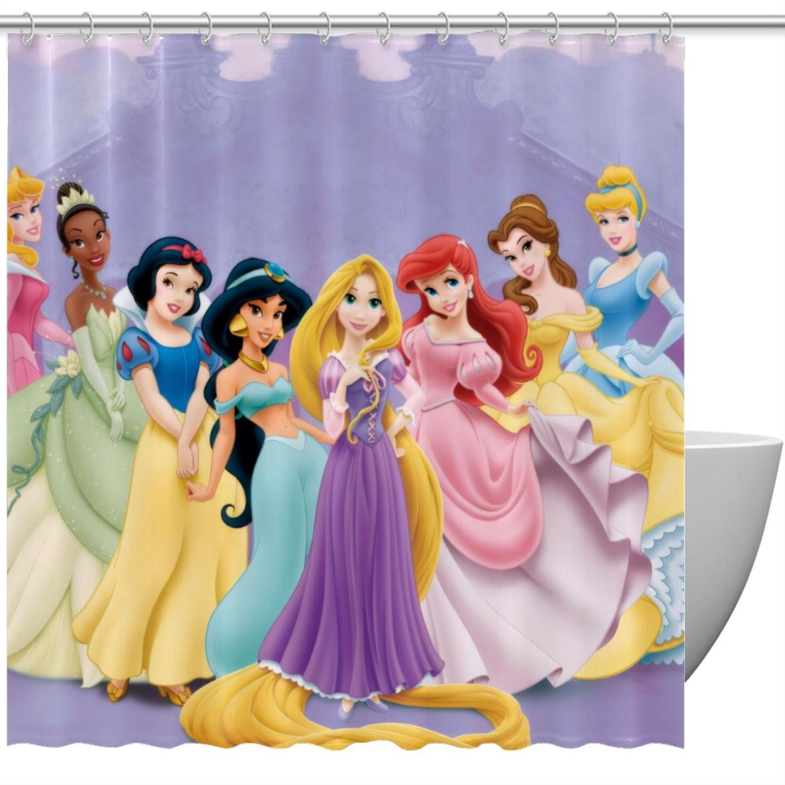 Disney Princess Printed Waterproof Polyester Shower Curtain 66" x 72 ...